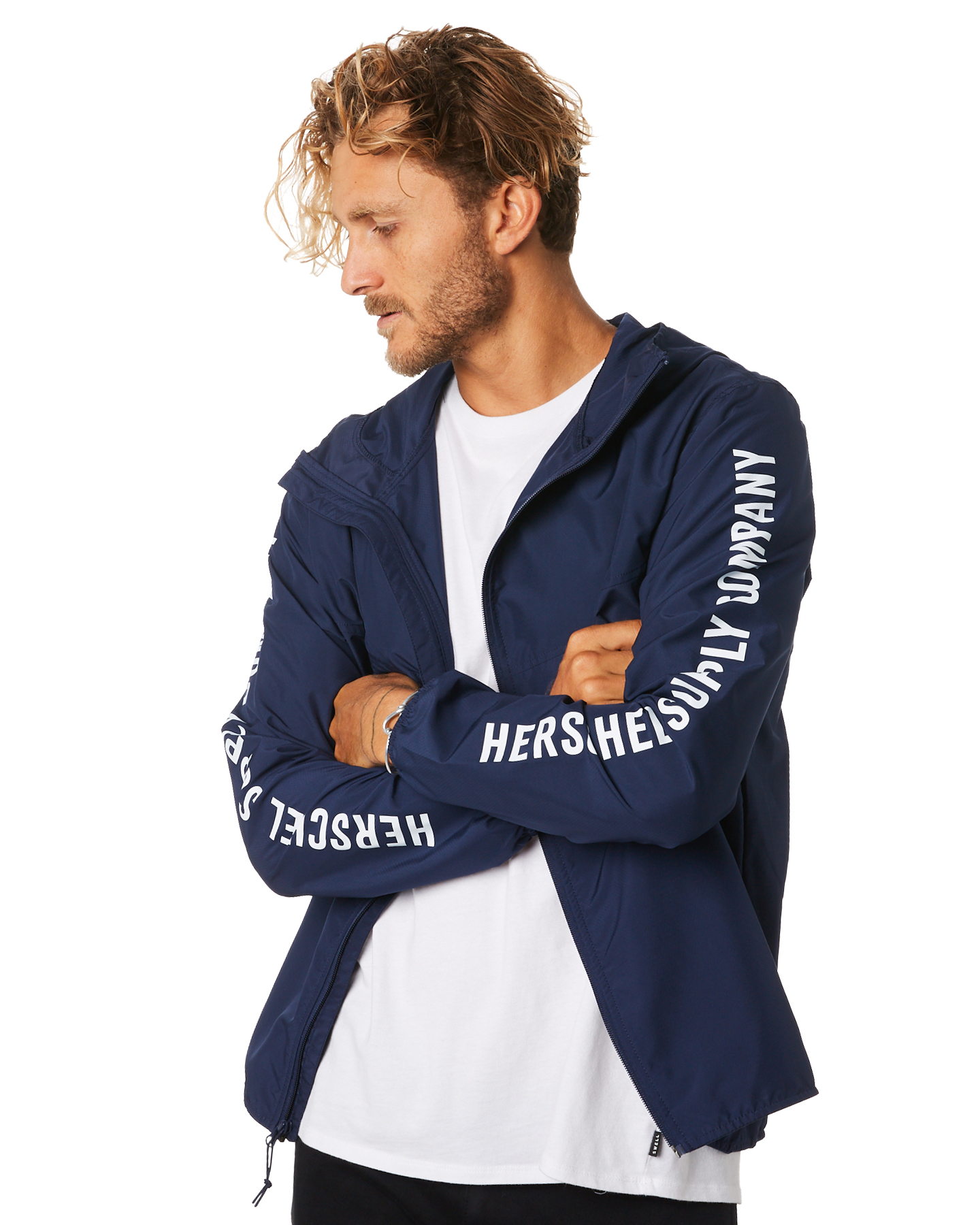 Herschel Supply Co Voyage Mens Windbreaker Jacket - Peacoat Sleeve ...