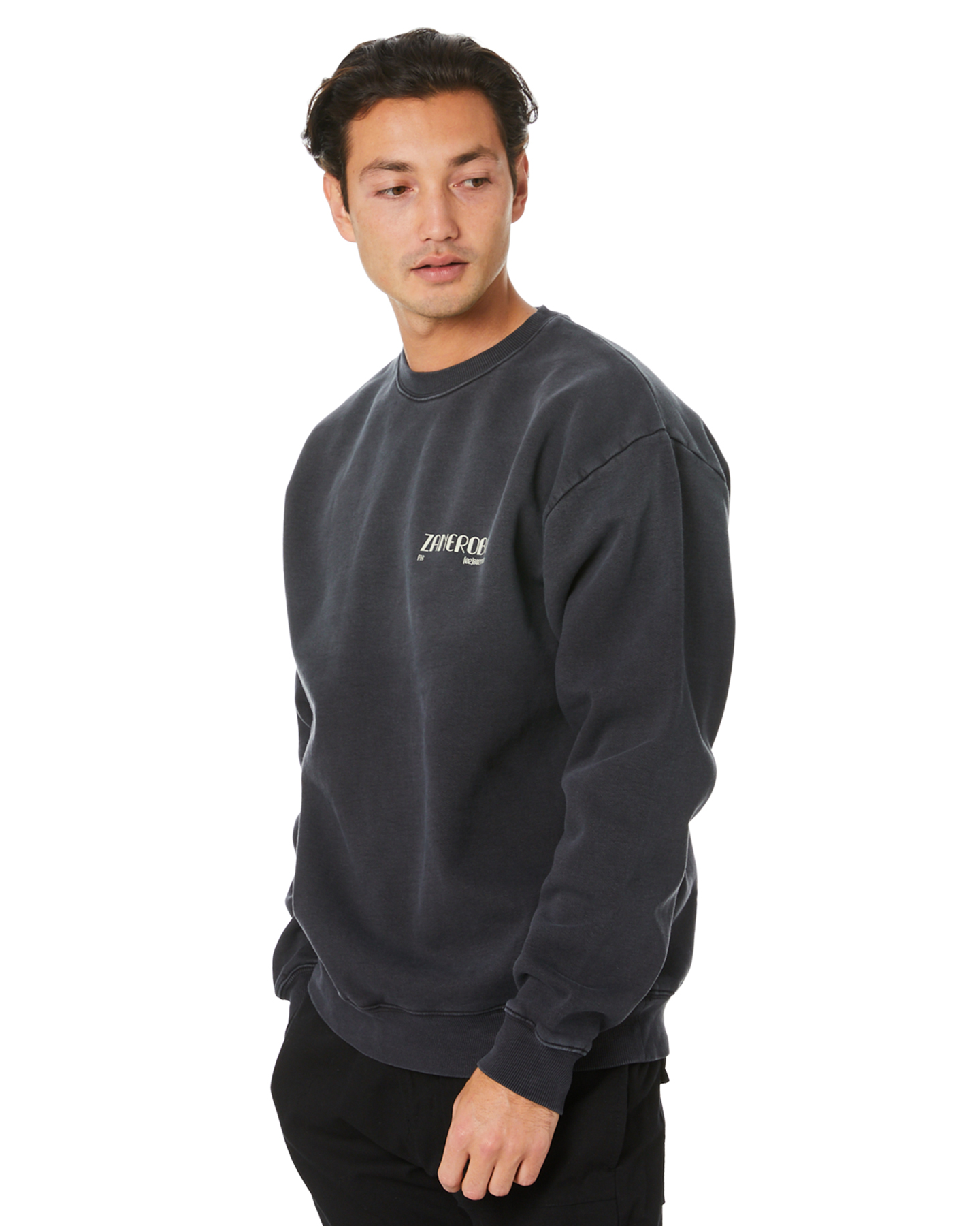 Zanerobe Call Me Mens Crew Sweat - Black | SurfStitch