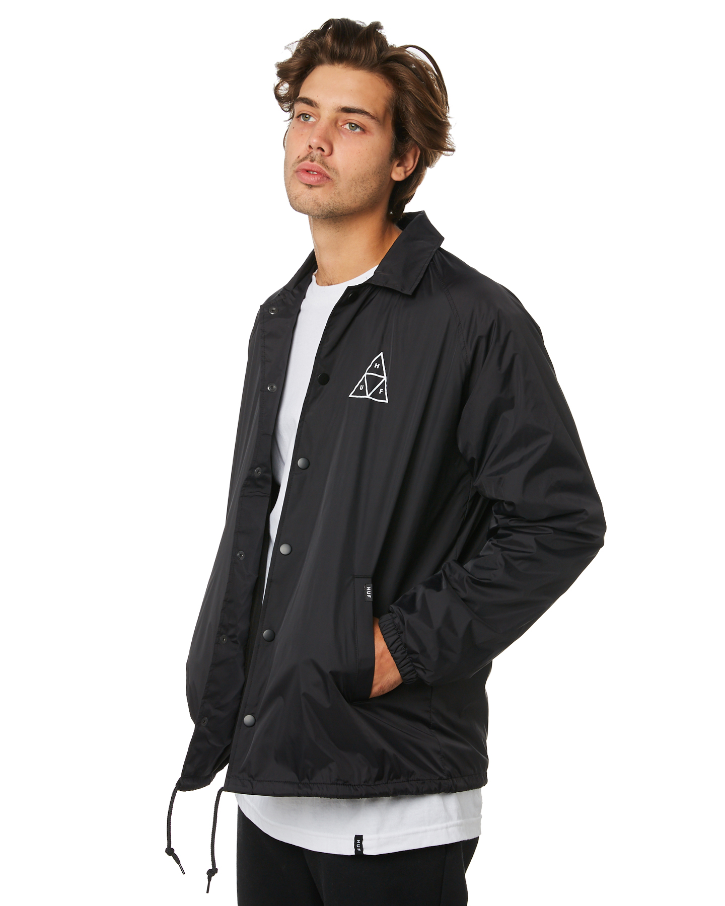 Huf Essentials Tt Coaches Mens Jacket - Black | SurfStitch