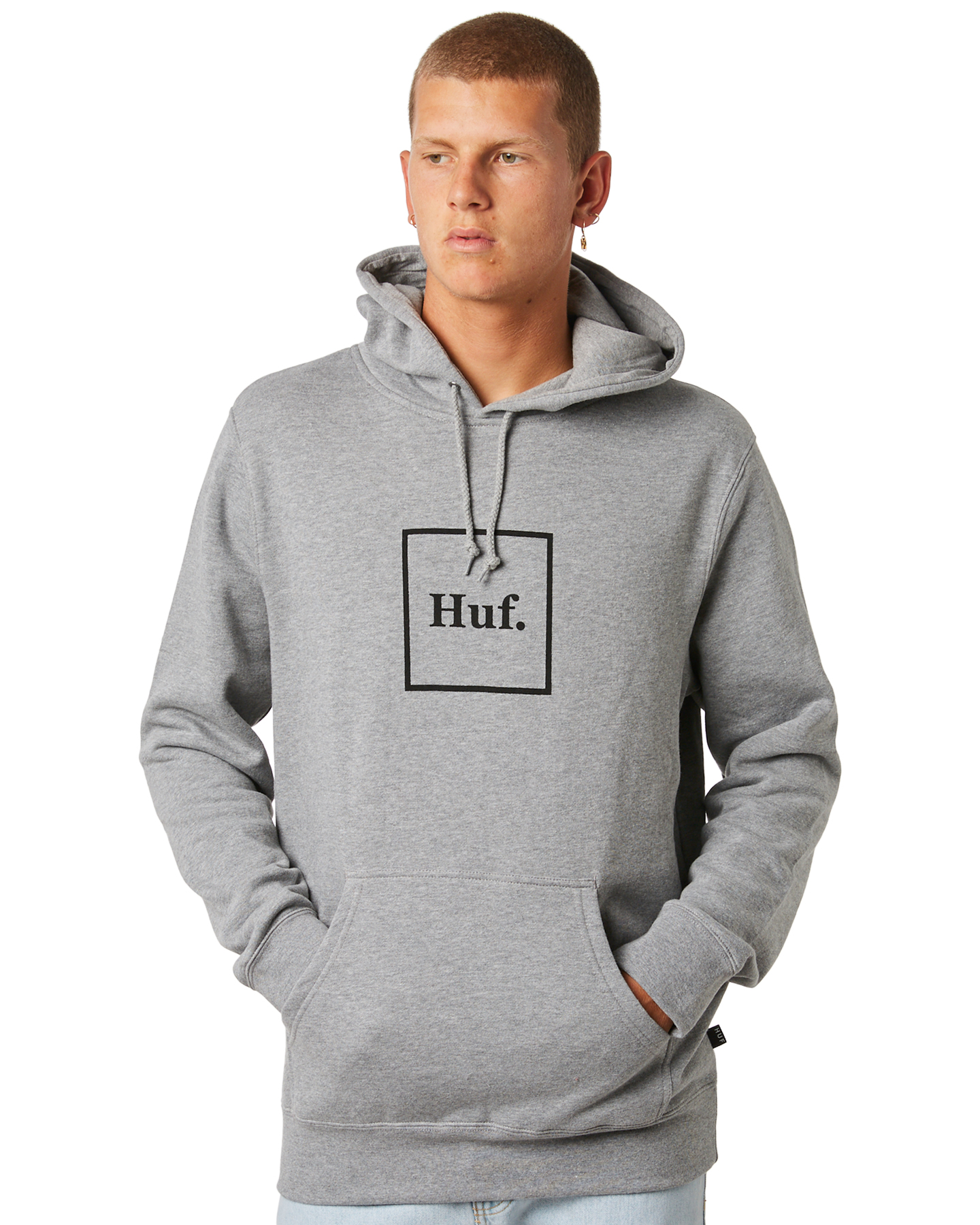 Huf Box Logo Mens Hoodie - Grey Heather | SurfStitch