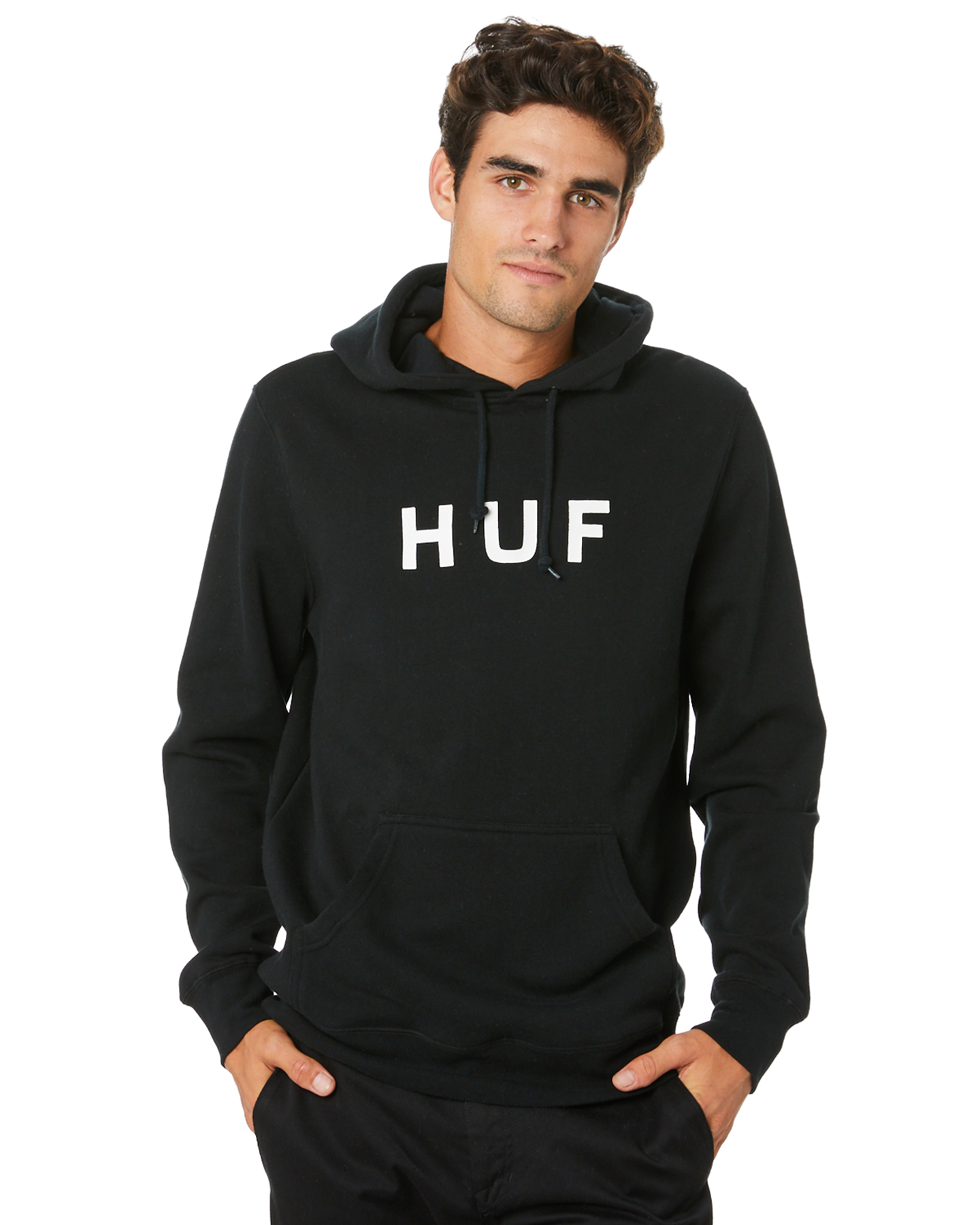 Huf Essentials Og Logo Mens Hoodie - Black | SurfStitch