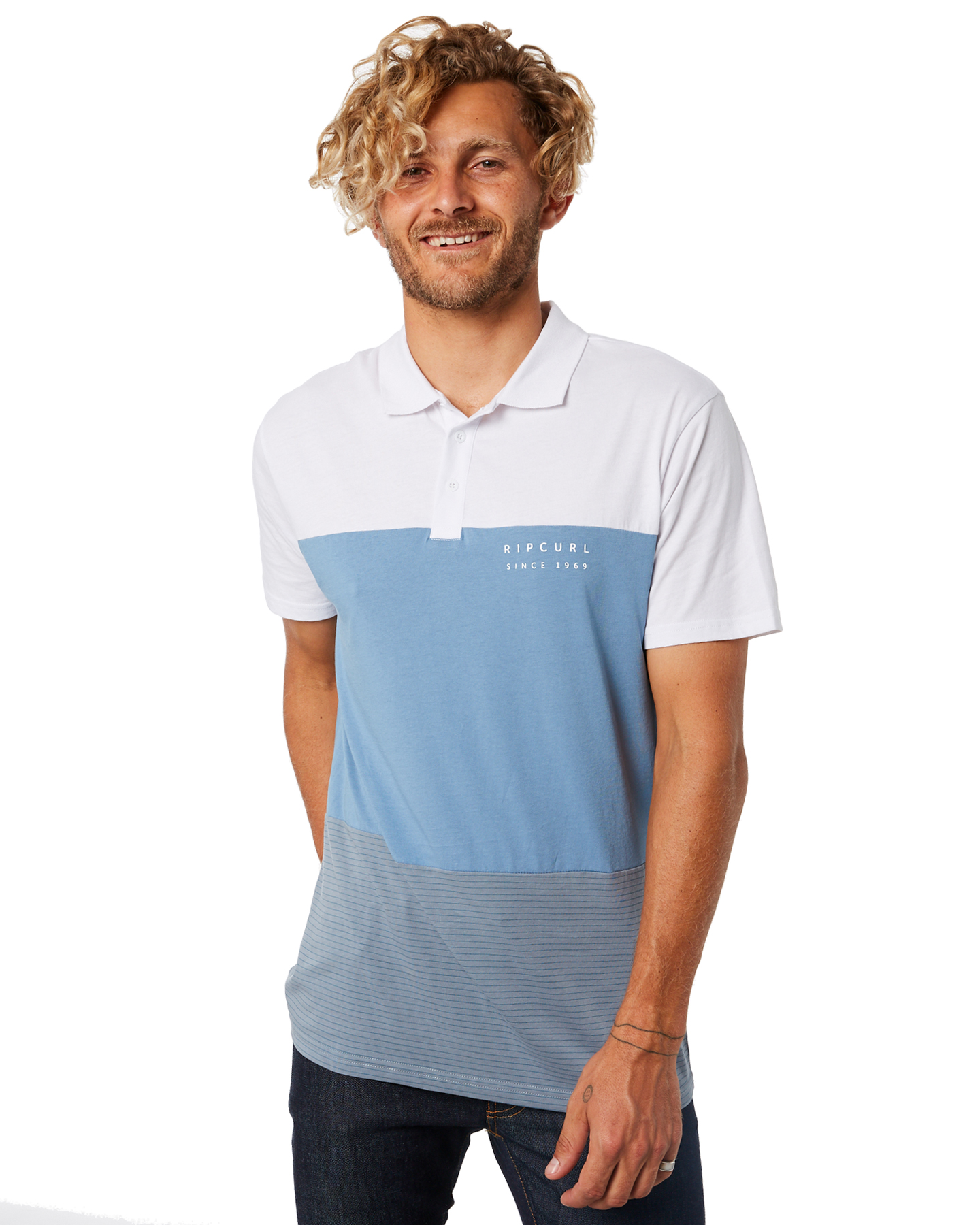 Rip Curl Sector Mens Ss Polo Shirt - Denim Blue | SurfStitch