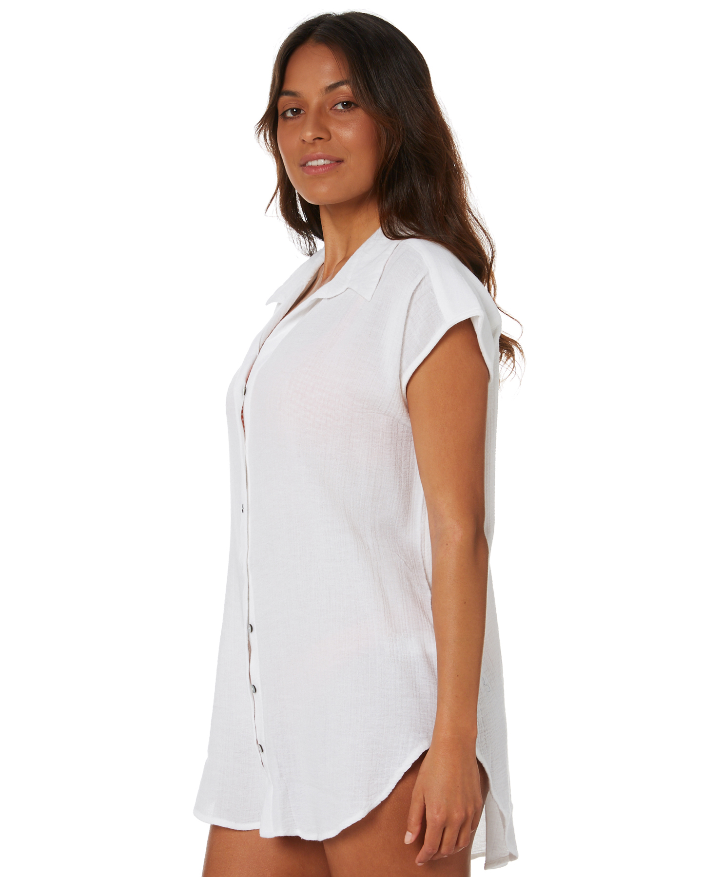 Seafolly Button Sleeveless Beach Shirt - White | SurfStitch