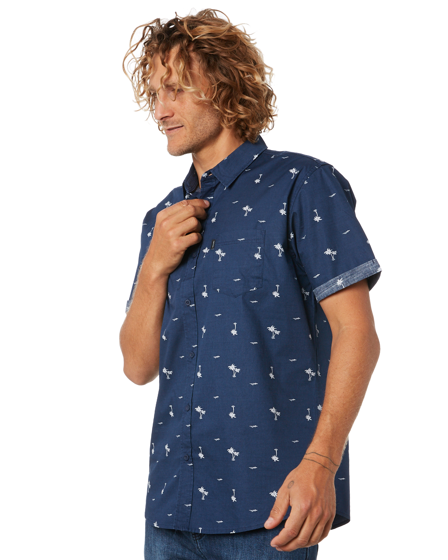 Rip Curl Summer Palm Mens Ss Shirt - Navy | SurfStitch