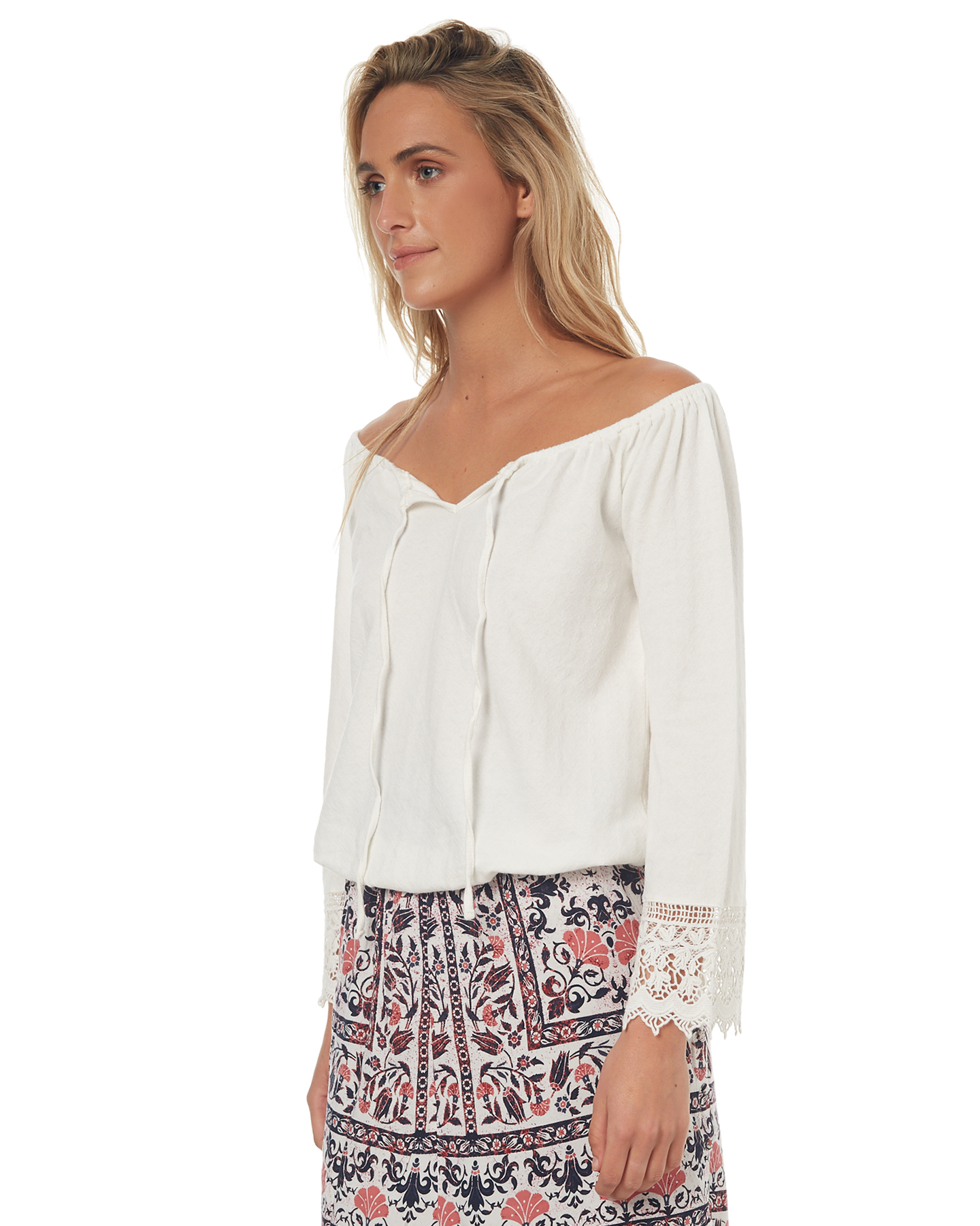 Roxy Womens Retro Revival Off The Shoulder Ls Top - Marshmellow ...