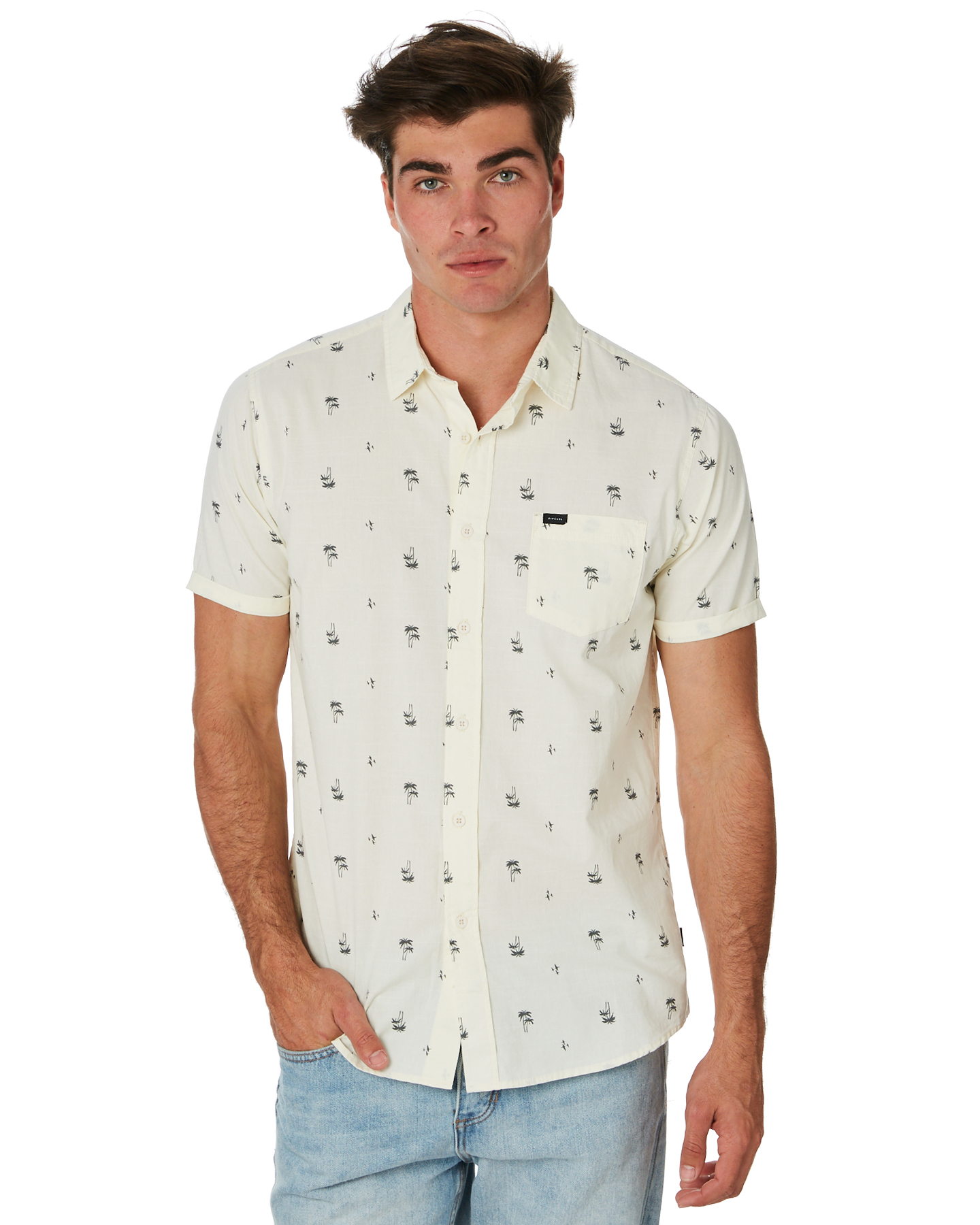 Rip Curl Palm Days Mens Ss Shirt - White | SurfStitch