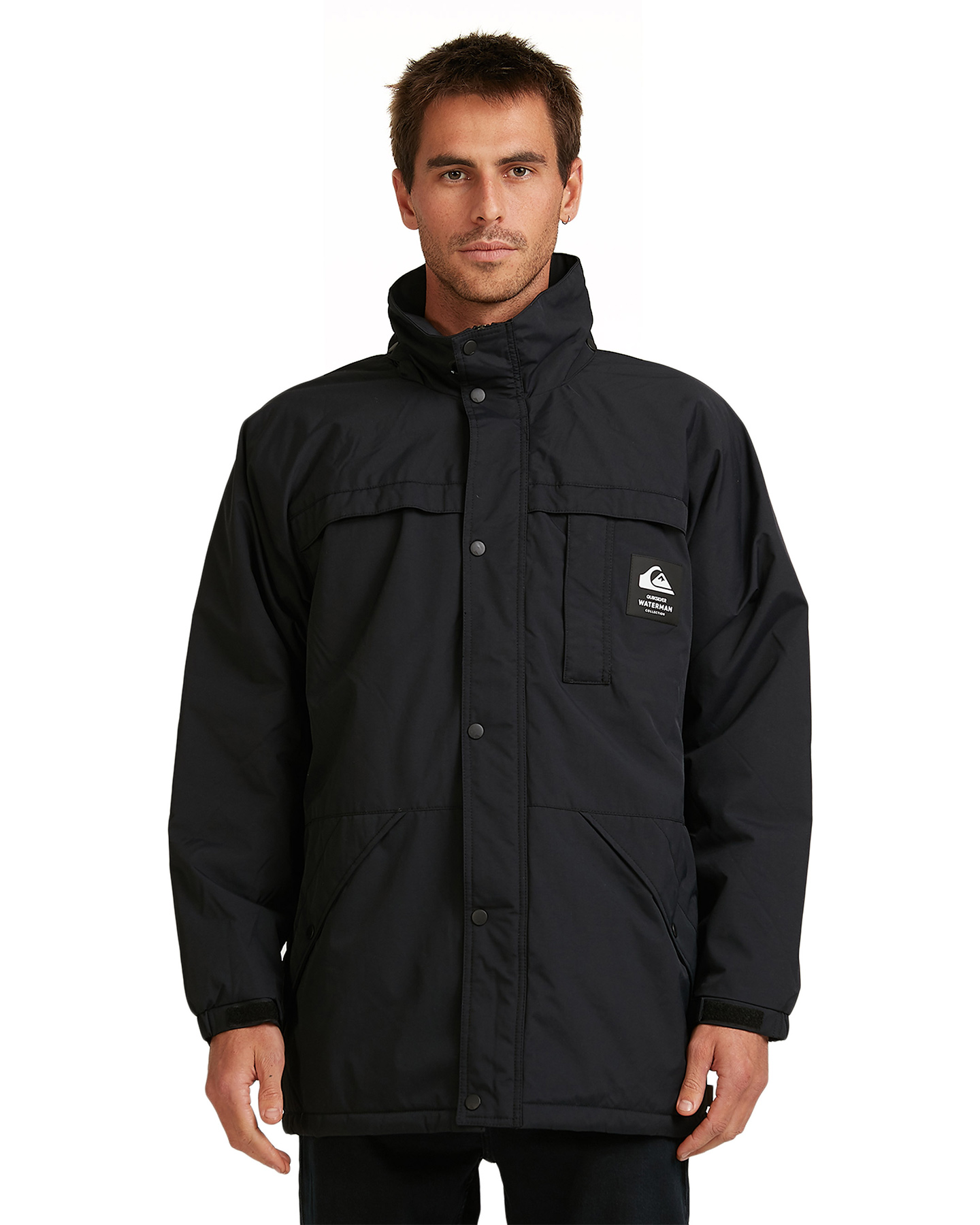 Quiksilver Mens Waterman Swell Chasers Water-Resistant Jacket - Black ...