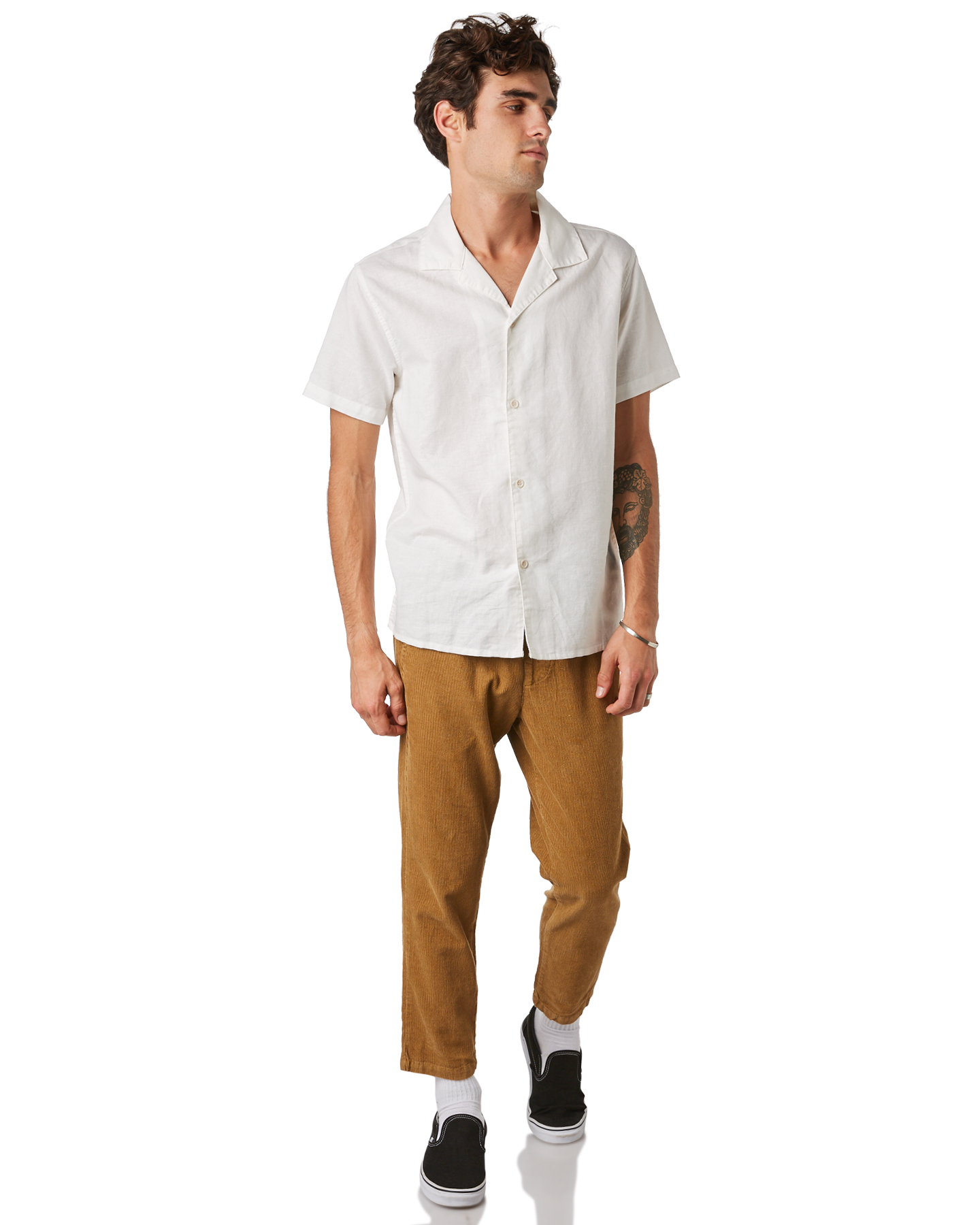Rhythm Linen Cuban Mens Ss Shirt - Natural White | SurfStitch