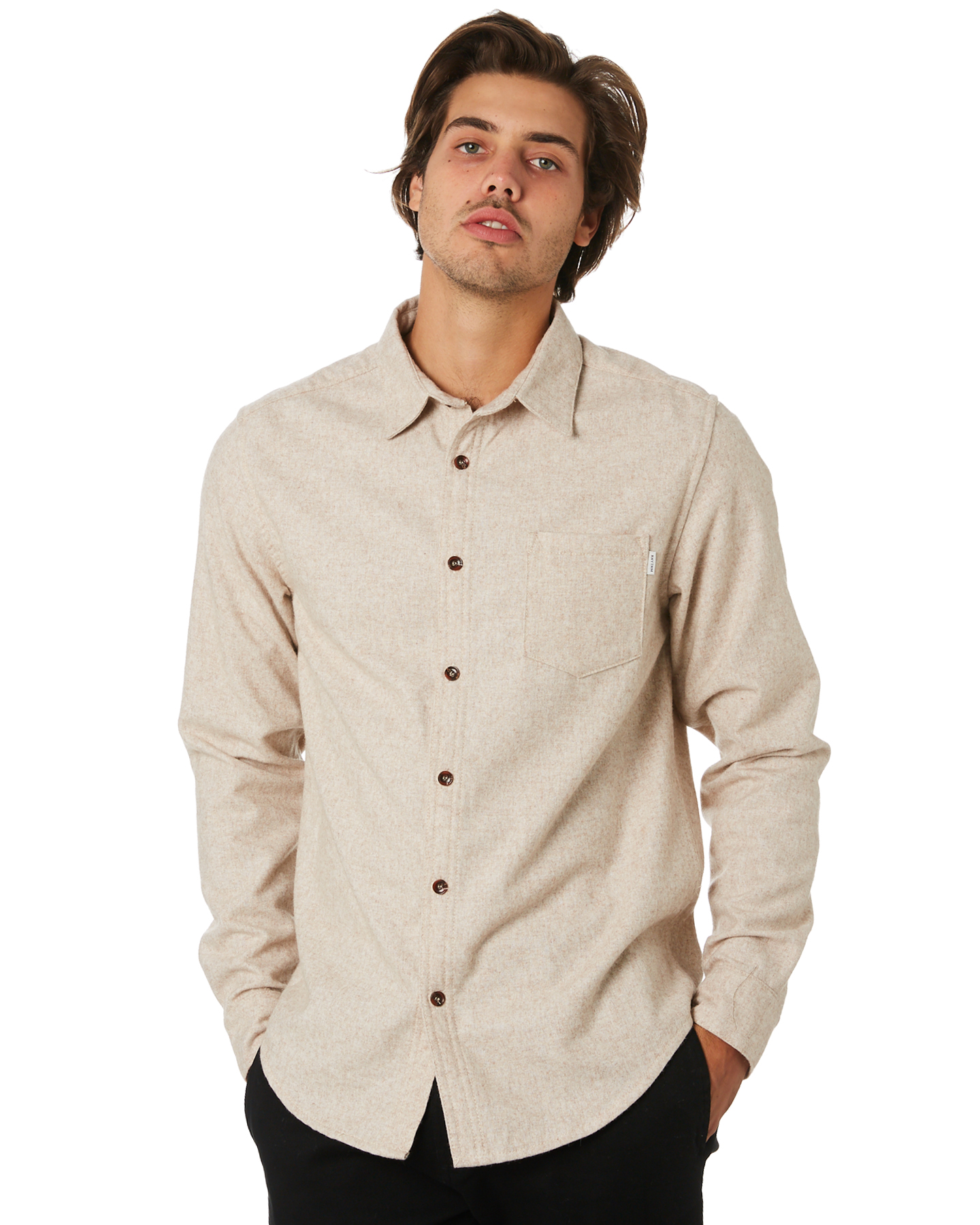 Rhythm Wool Mens Ls Shirt - Ivory | SurfStitch