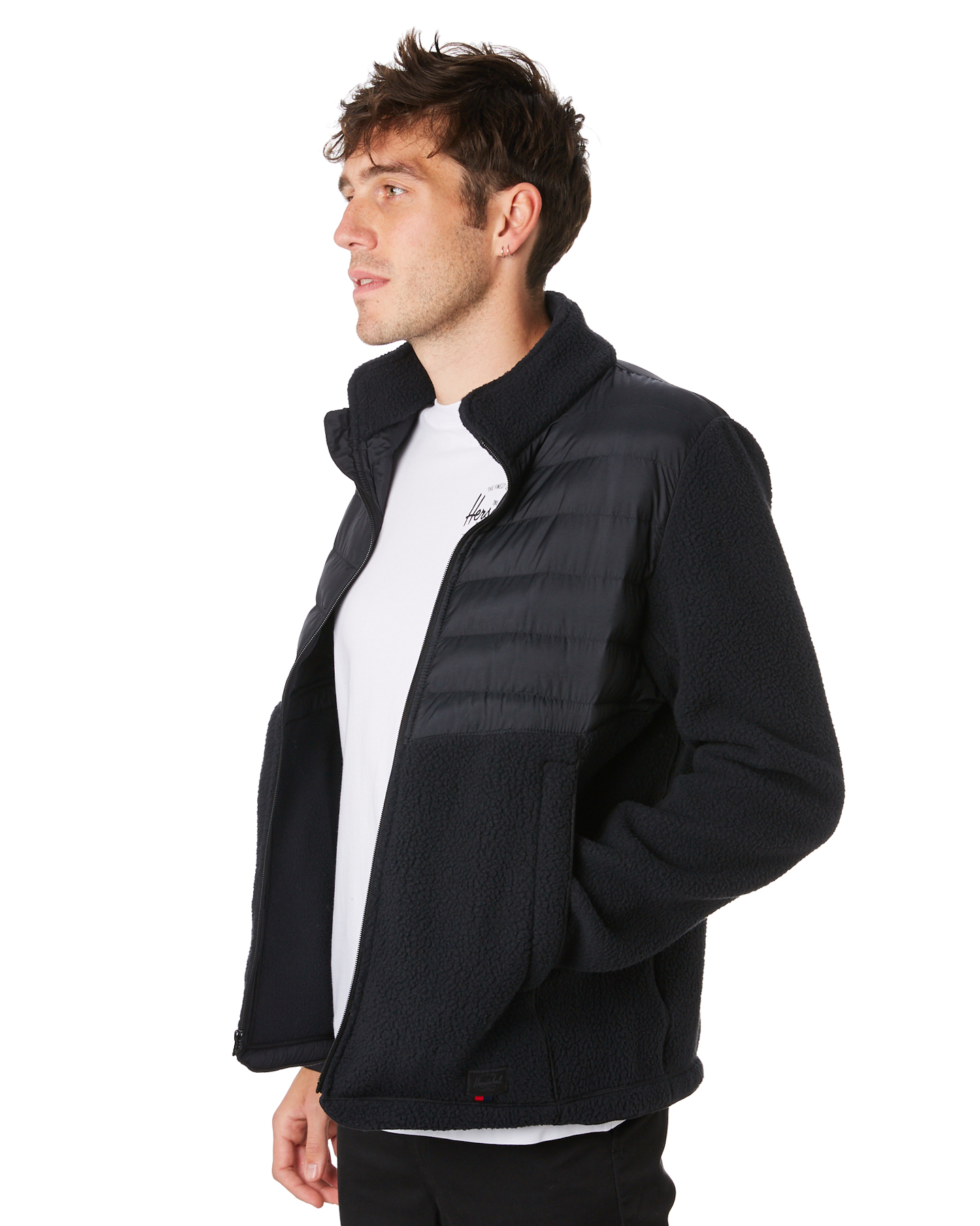 Herschel Supply Co Hybrid Sherpa Mens Full Zip Jacket - Black | SurfStitch