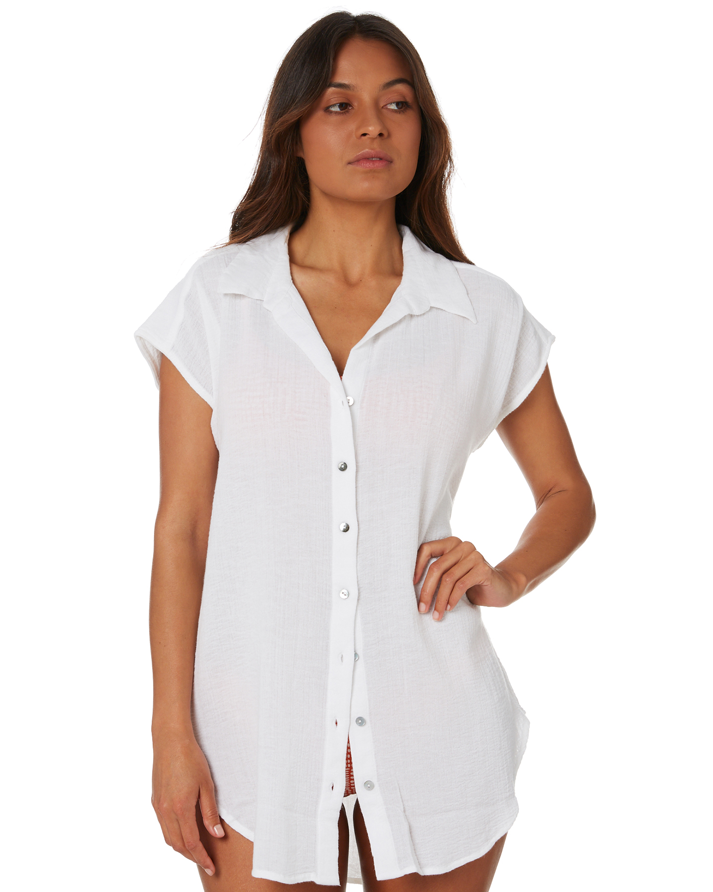 Seafolly Button Sleeveless Beach Shirt - White | SurfStitch