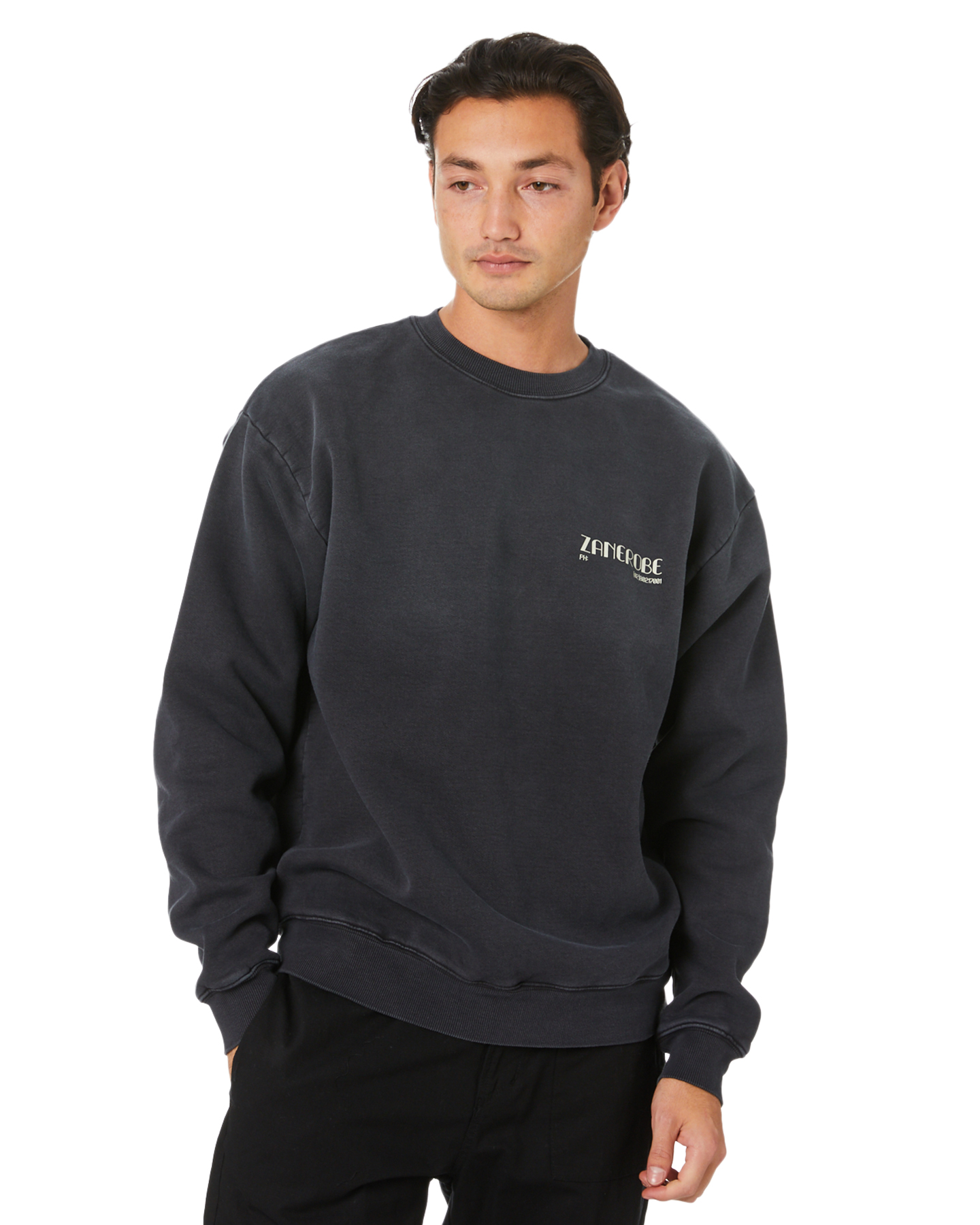 Zanerobe Call Me Mens Crew Sweat - Black | SurfStitch