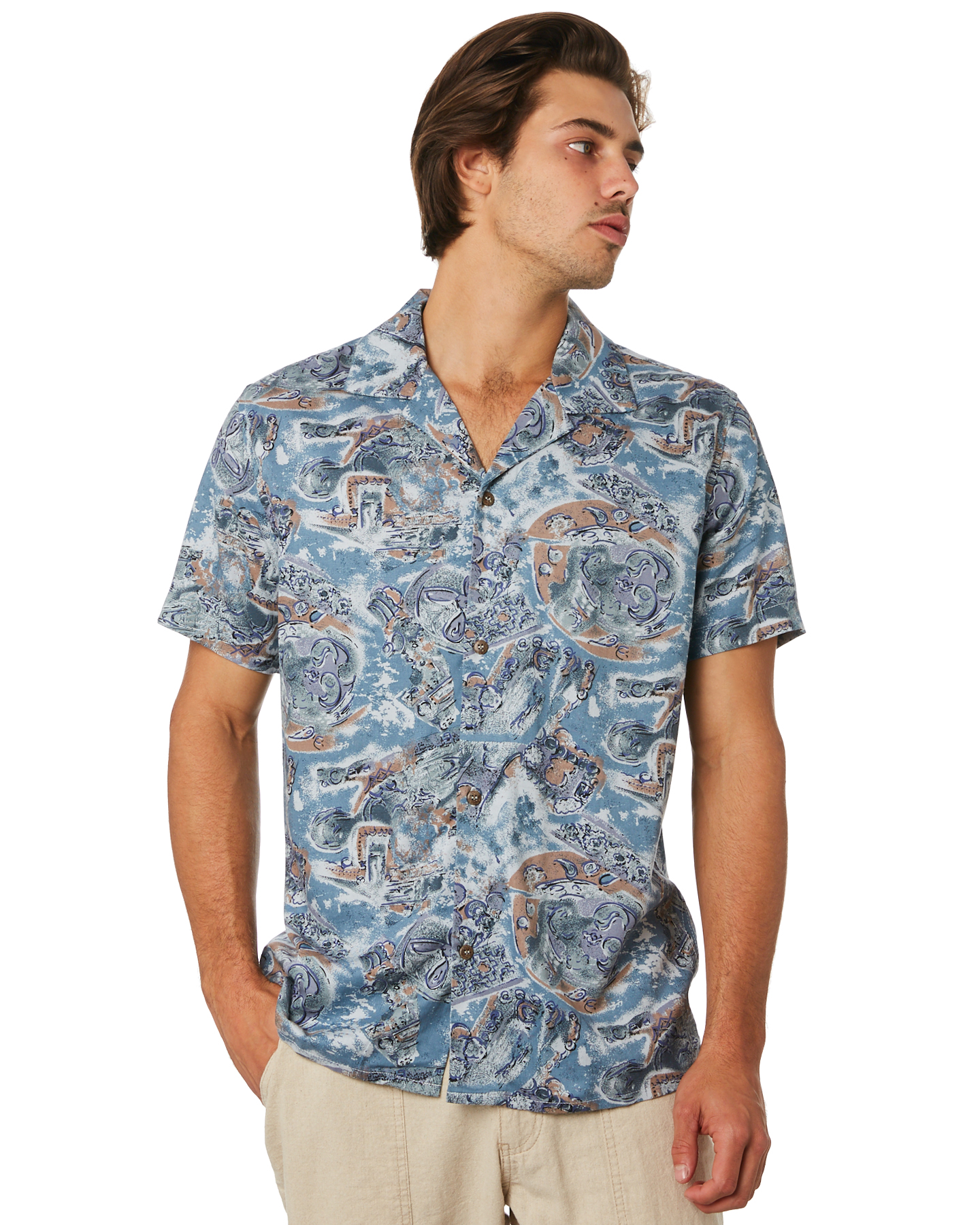 Rhythm Sumatra Mens Ss Shirt - Pacific Blue | SurfStitch