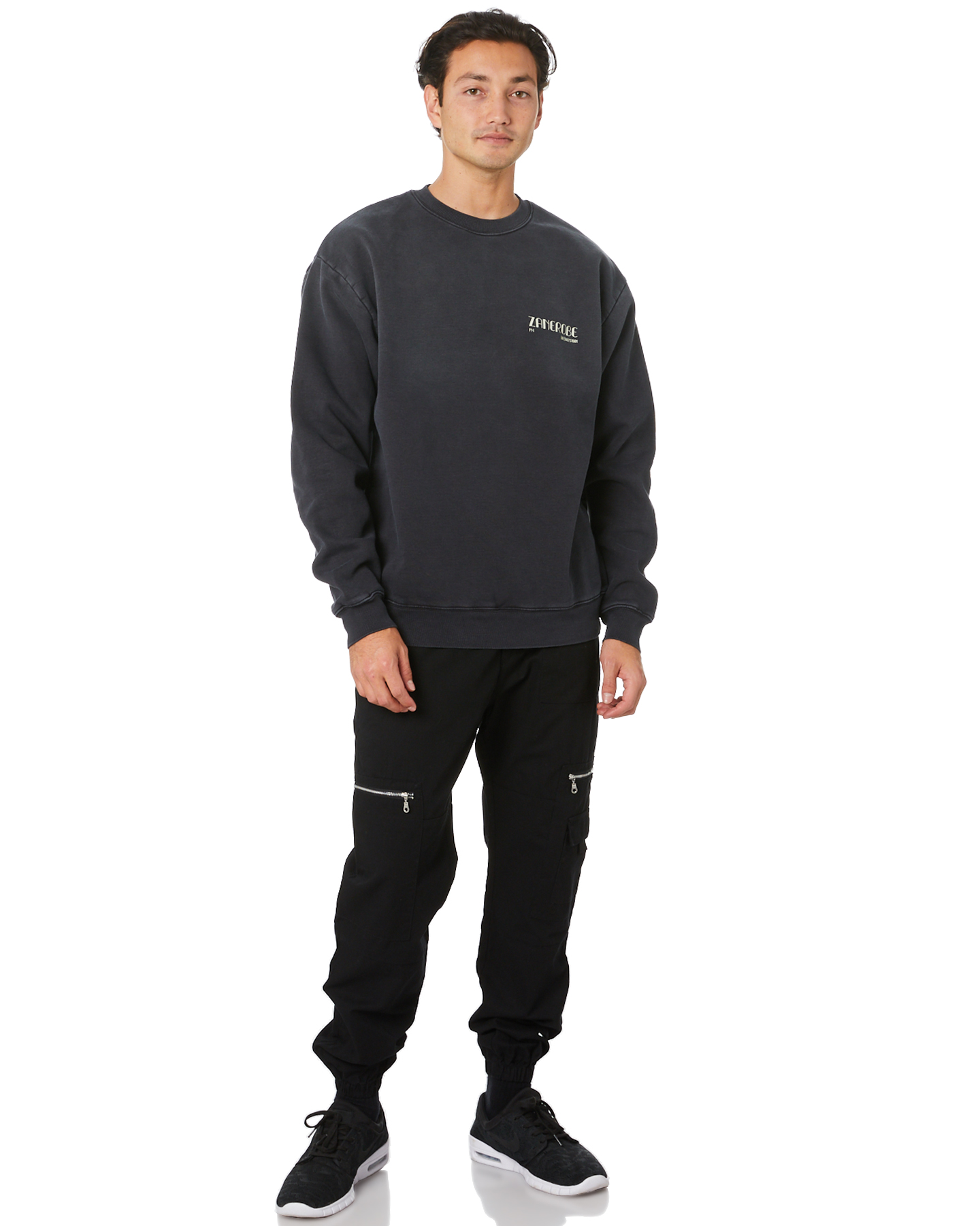 Zanerobe Call Me Mens Crew Sweat - Black | SurfStitch