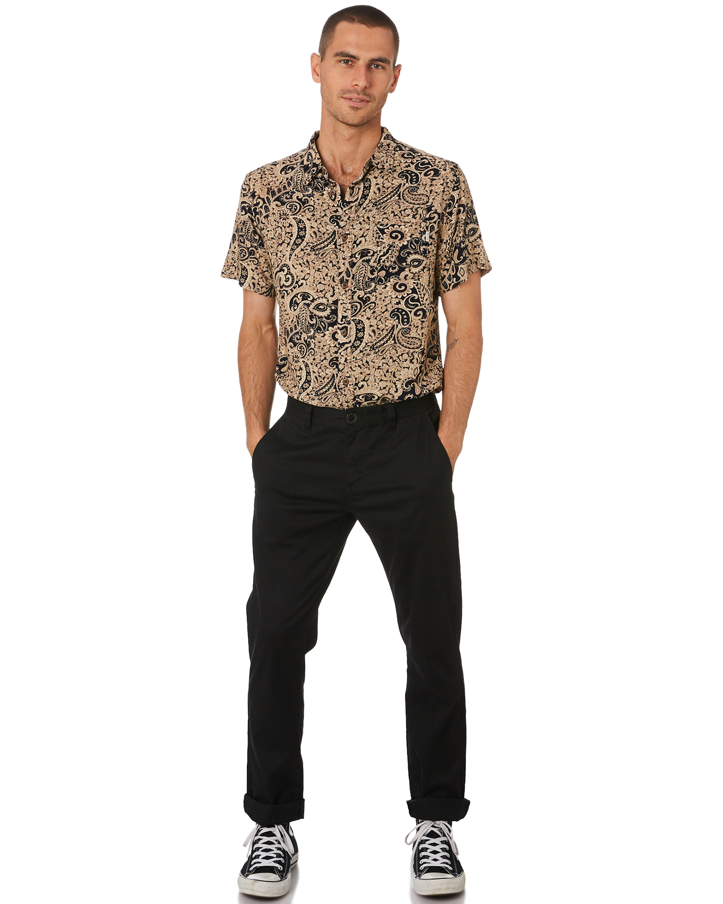 Rhythm Ubud Mens Ss Shirt - Black | SurfStitch