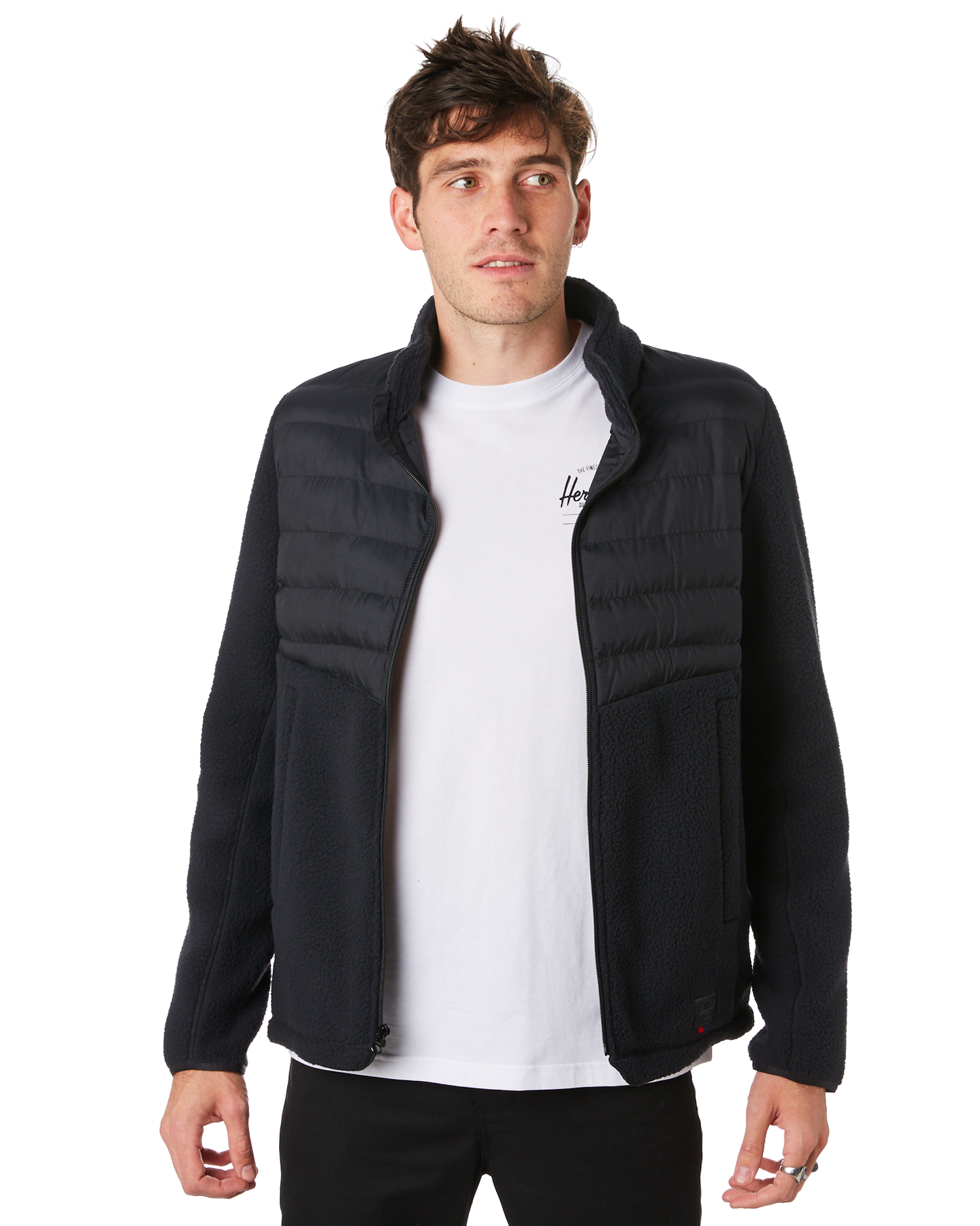 Herschel Supply Co Hybrid Sherpa Mens Full Zip Jacket - Black | SurfStitch